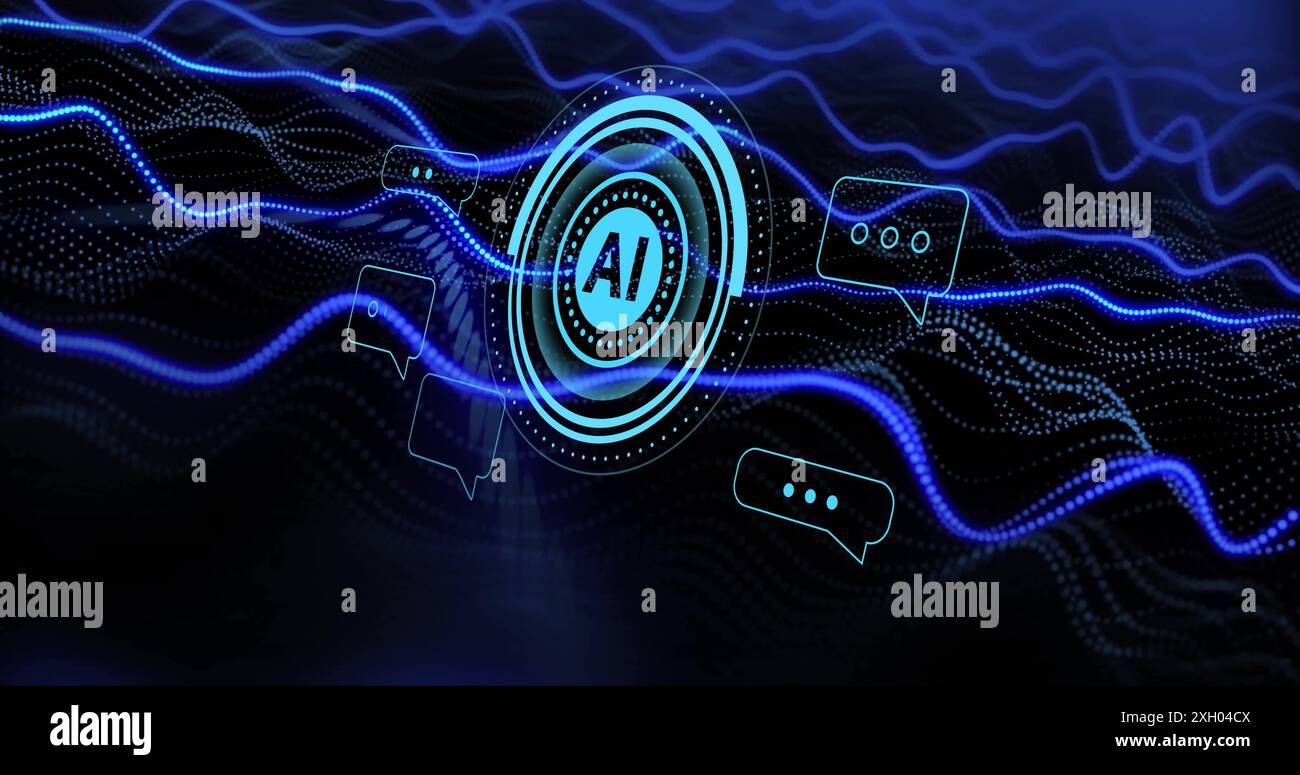 Image of scope ai data processing over black background Stock Photo - Alamy