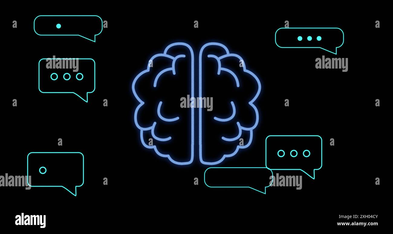 Image of ai data processing over black background. Global artificial ...