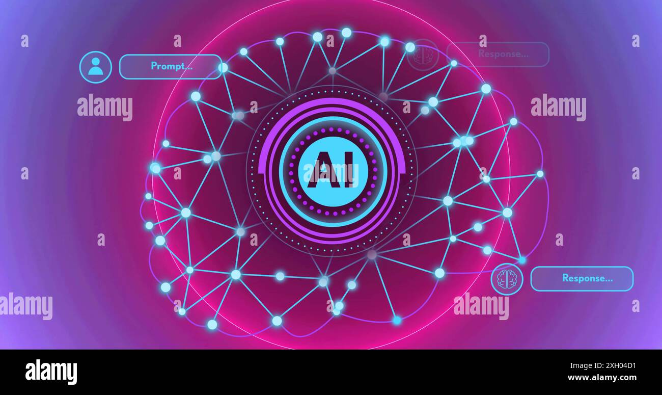 Image of text and ai data processing over black background. Global ...