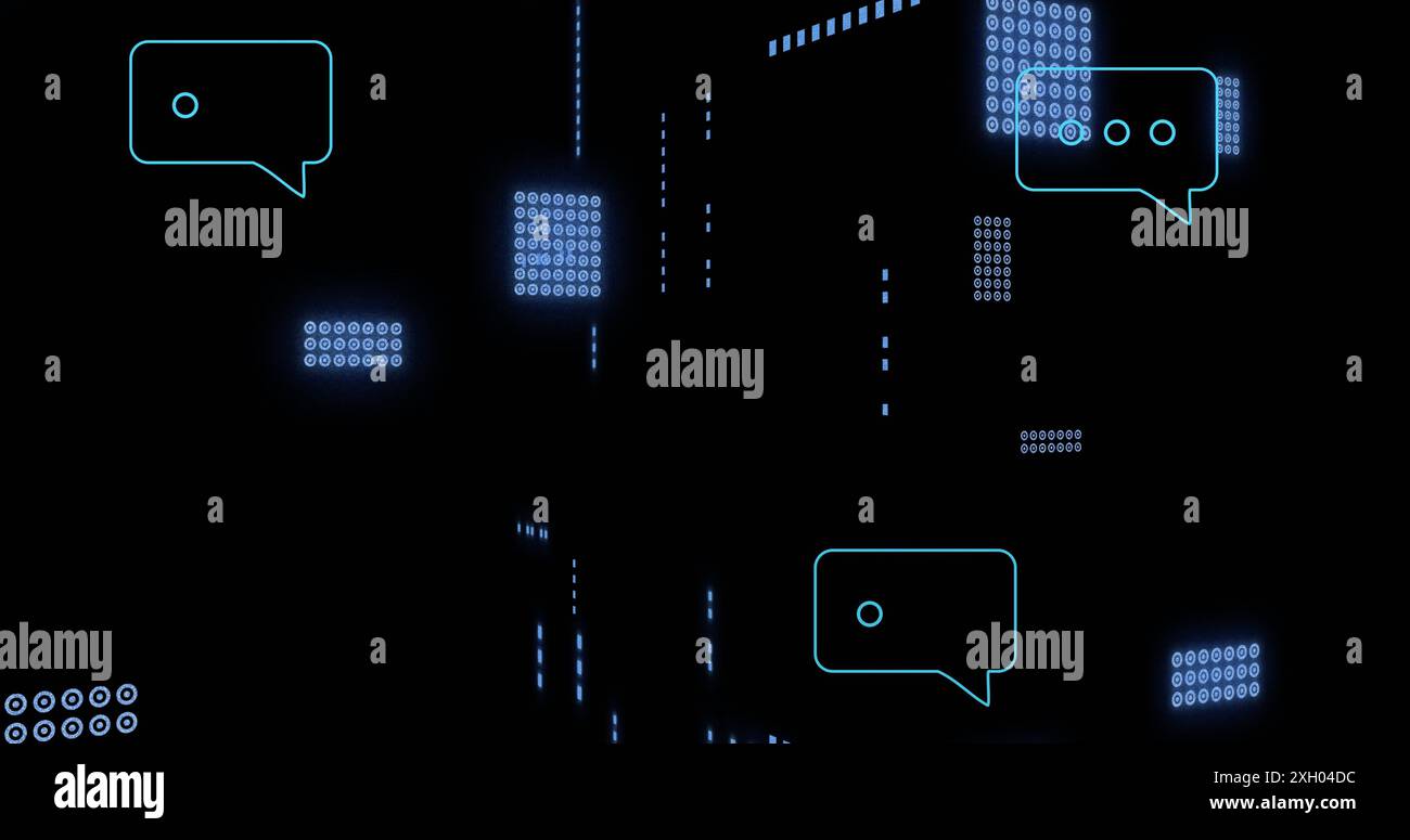 Image of ai data processing over black background. Global artificial intelligence, data ...
