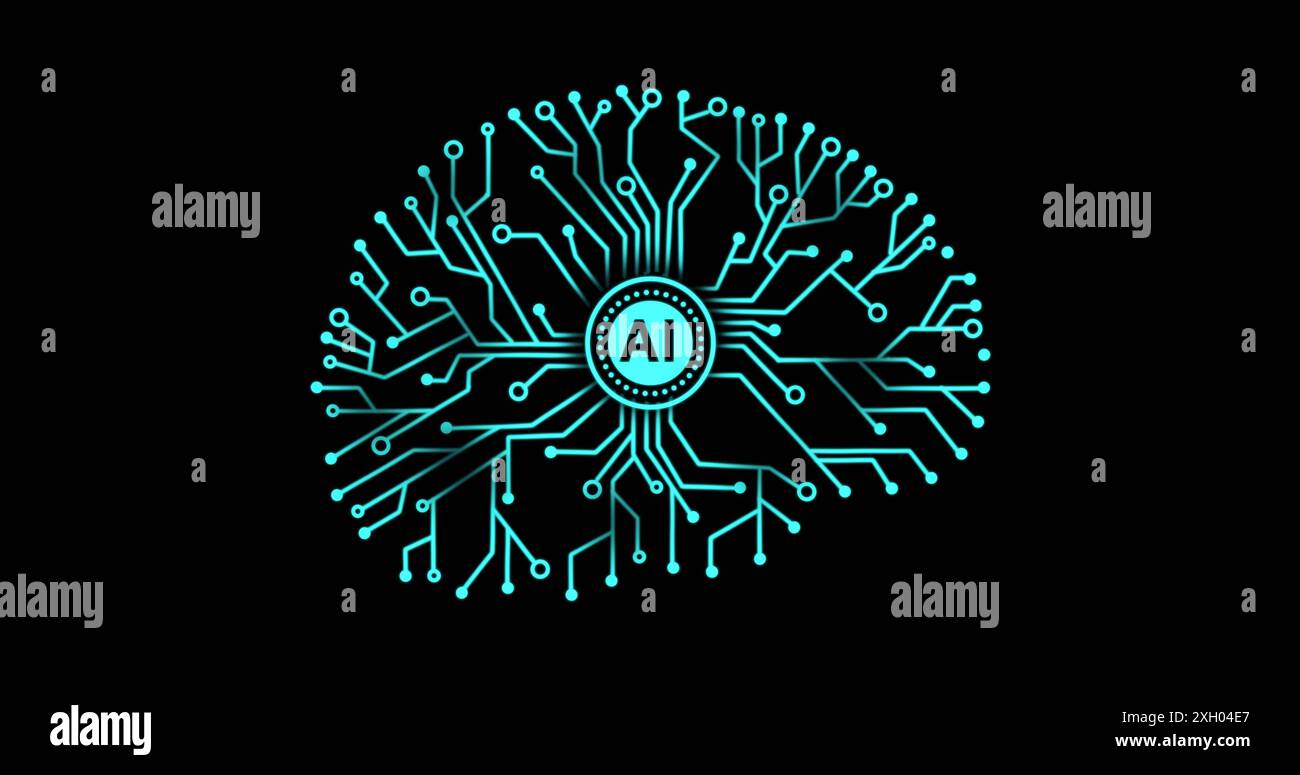 Image Of Human Brain And Ai Data Processing Over Black Background Global Artificial
