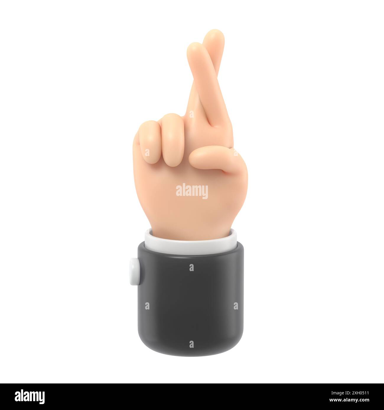 Cartoon Gesture Icon Mockup.3d hand cross fingers gesture. realistic ...