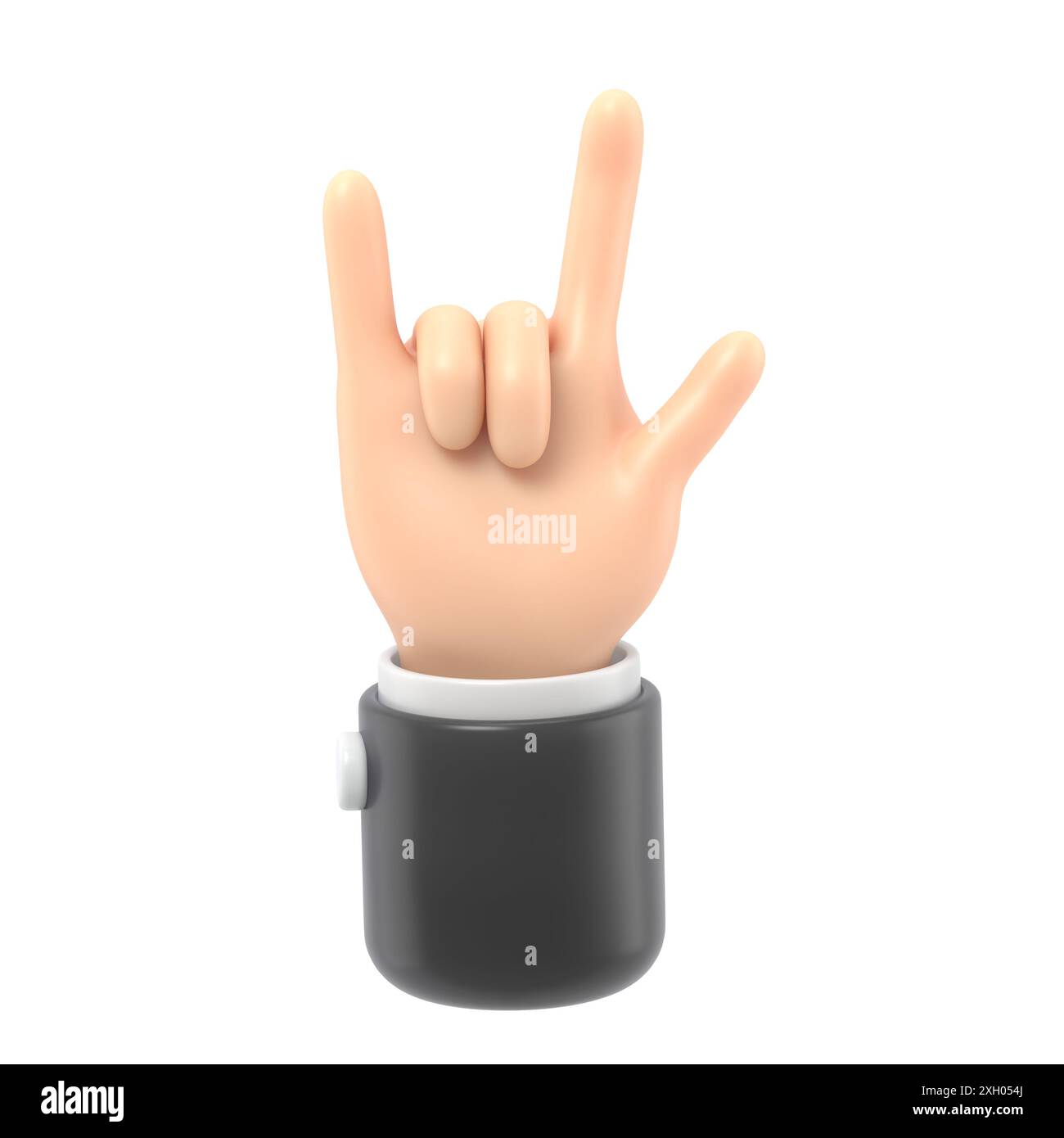 Cartoon Gesture Icon Mockup. Cartoon character hand rock on gesture. 3D ...