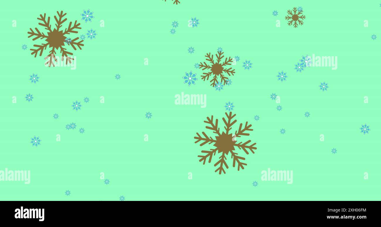 Image of multiple red snowflakes falling moving in formation in ...