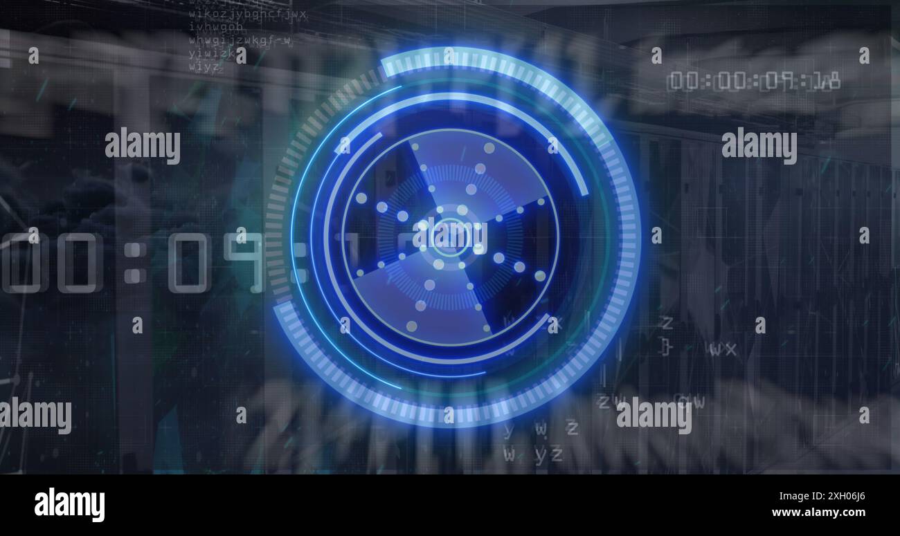 Image of scopes scanning, time changing and data processing. Global ...