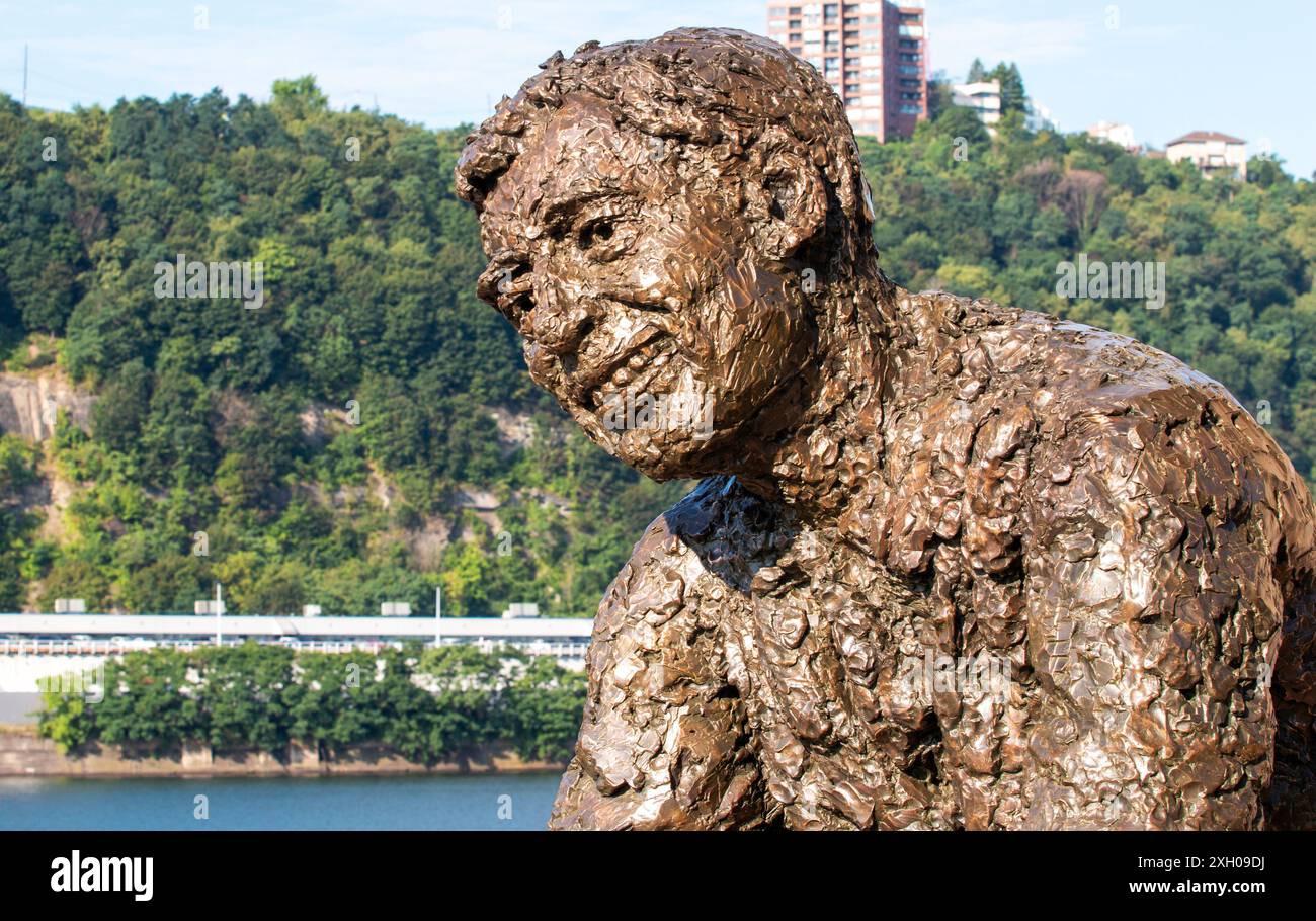 Pittsburgh, Pennsylvania, USA - 8 August 2023: Close up of the face of ...