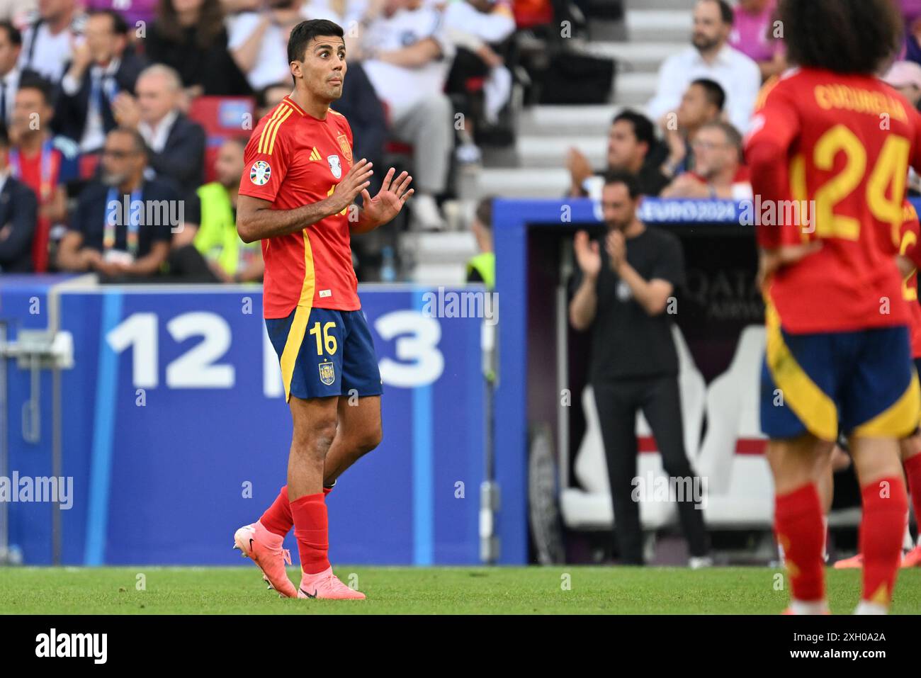Rodri (Rodrigo Hernandez Cascante) (16) of Spain reacts during a soccer ...