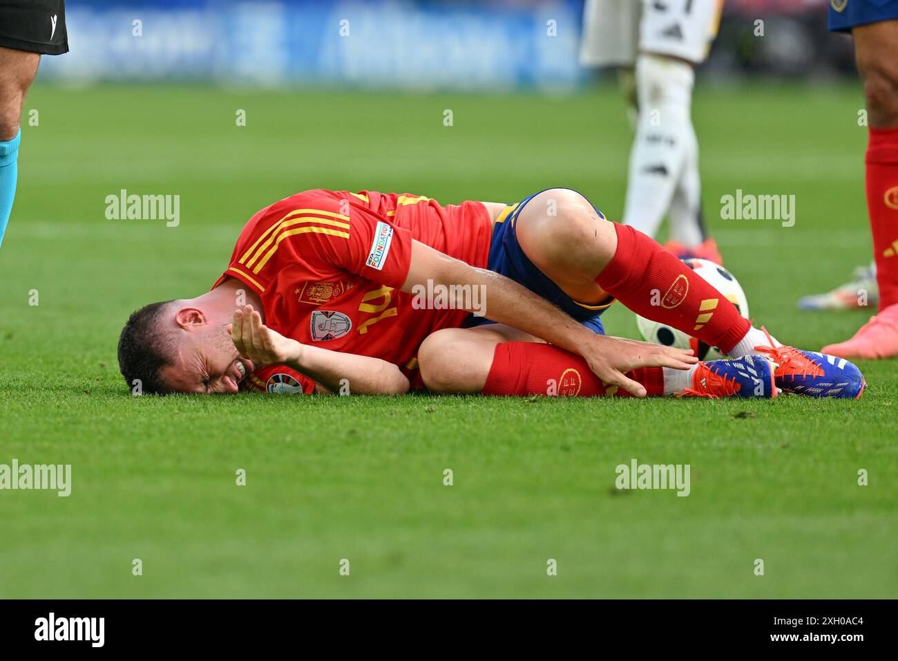 Aymeric Laporte (14) of Spain pictured in pain with injury during a ...