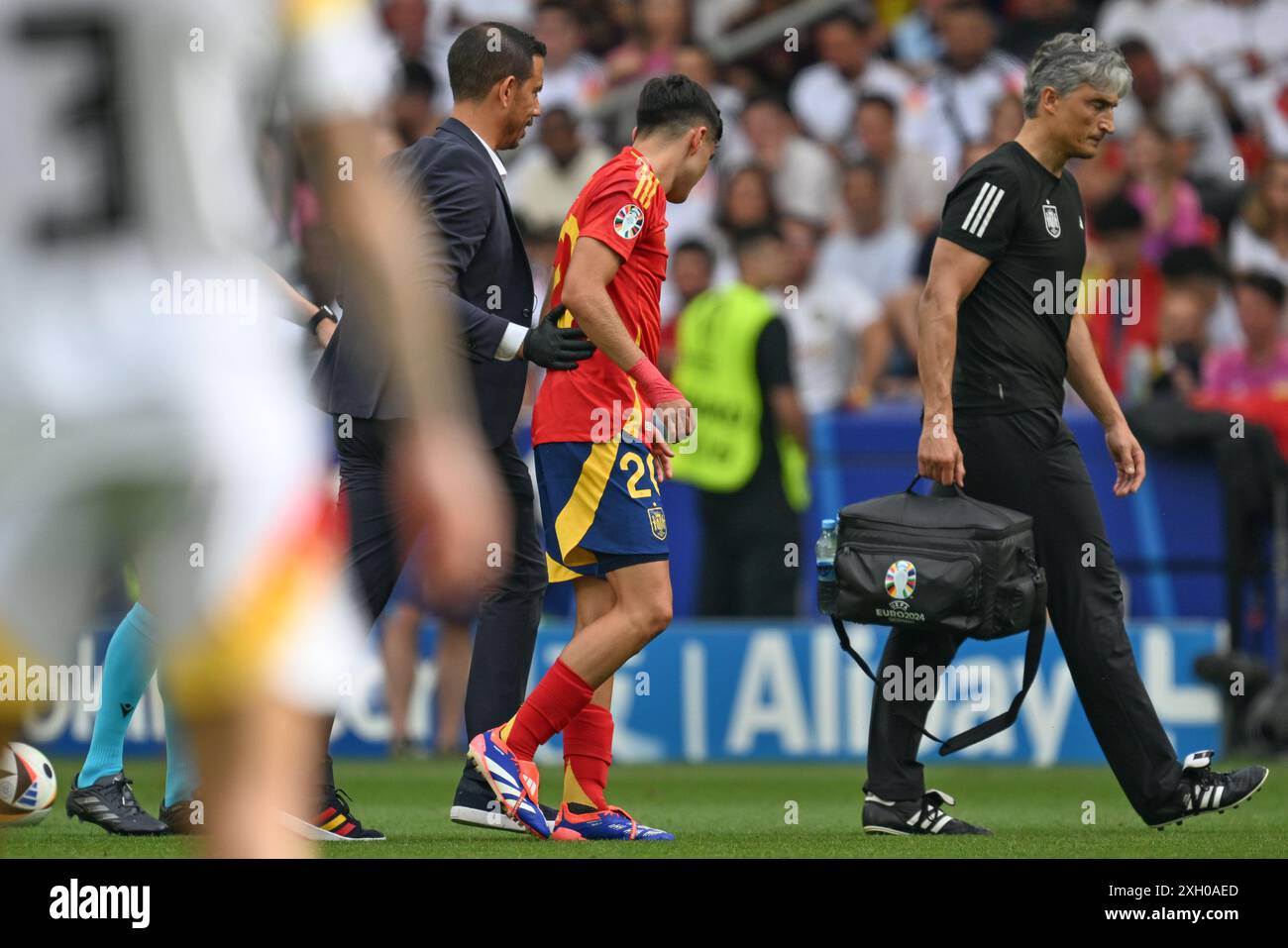 Pedri (Pedro Gonzalez Lopez) (20) of Spain pictured in pain with an ...