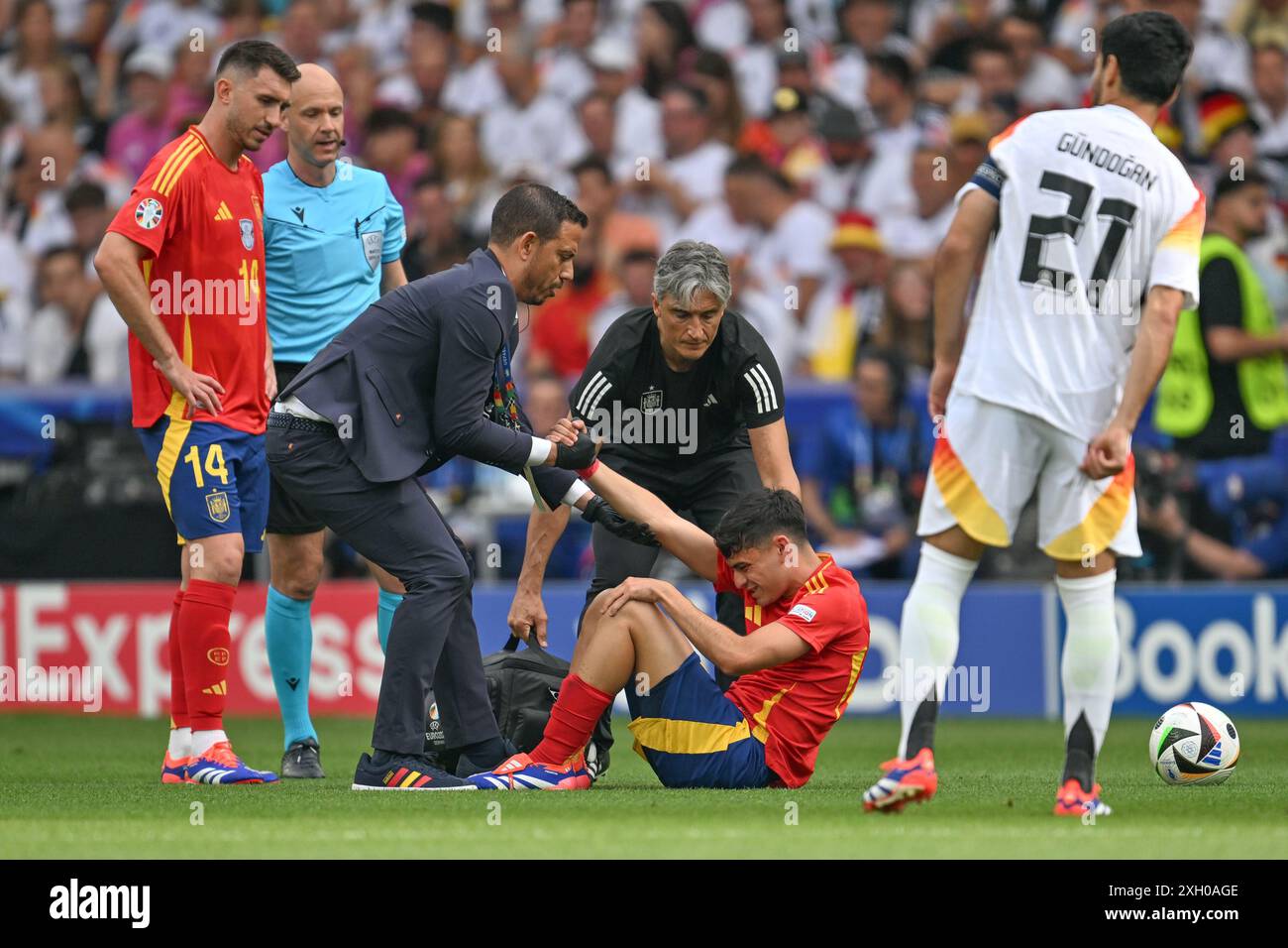 Pedri (Pedro Gonzalez Lopez) (20) of Spain pictured in pain with an ...