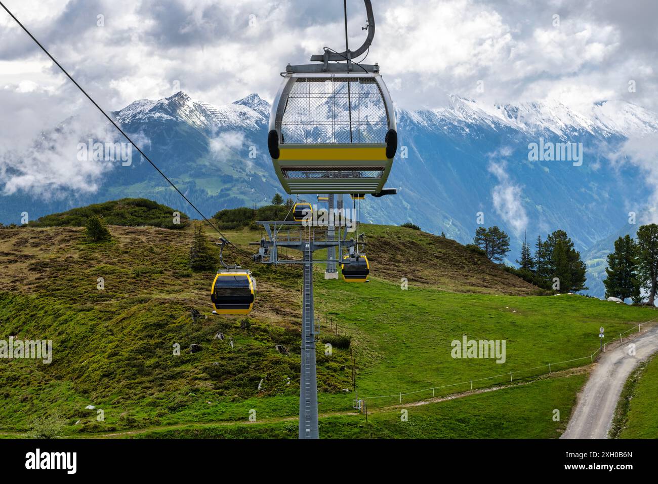 Cable car on the Penken Mountain in Mayrhofen in Austria, Europe Stock ...