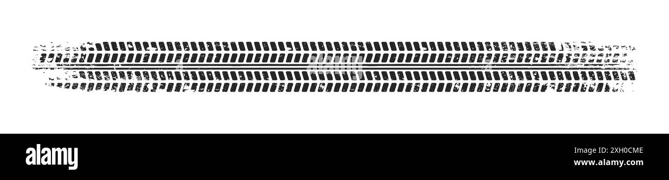 Grunge tire track, wheel braking marks. Truck, car or motorcycle tread ...