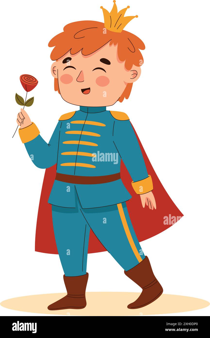 Cute cheerful boy dressed as a fairy-tale prince Stock Vector Image ...