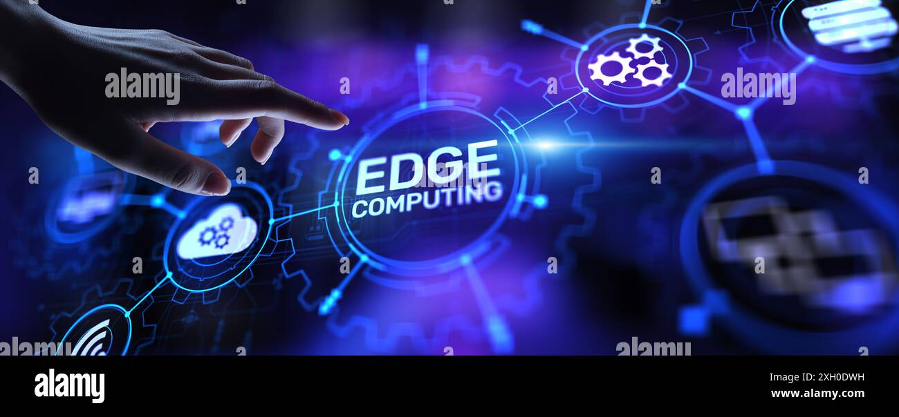 Edge computing modern IT technology on virtual screen concept Stock ...