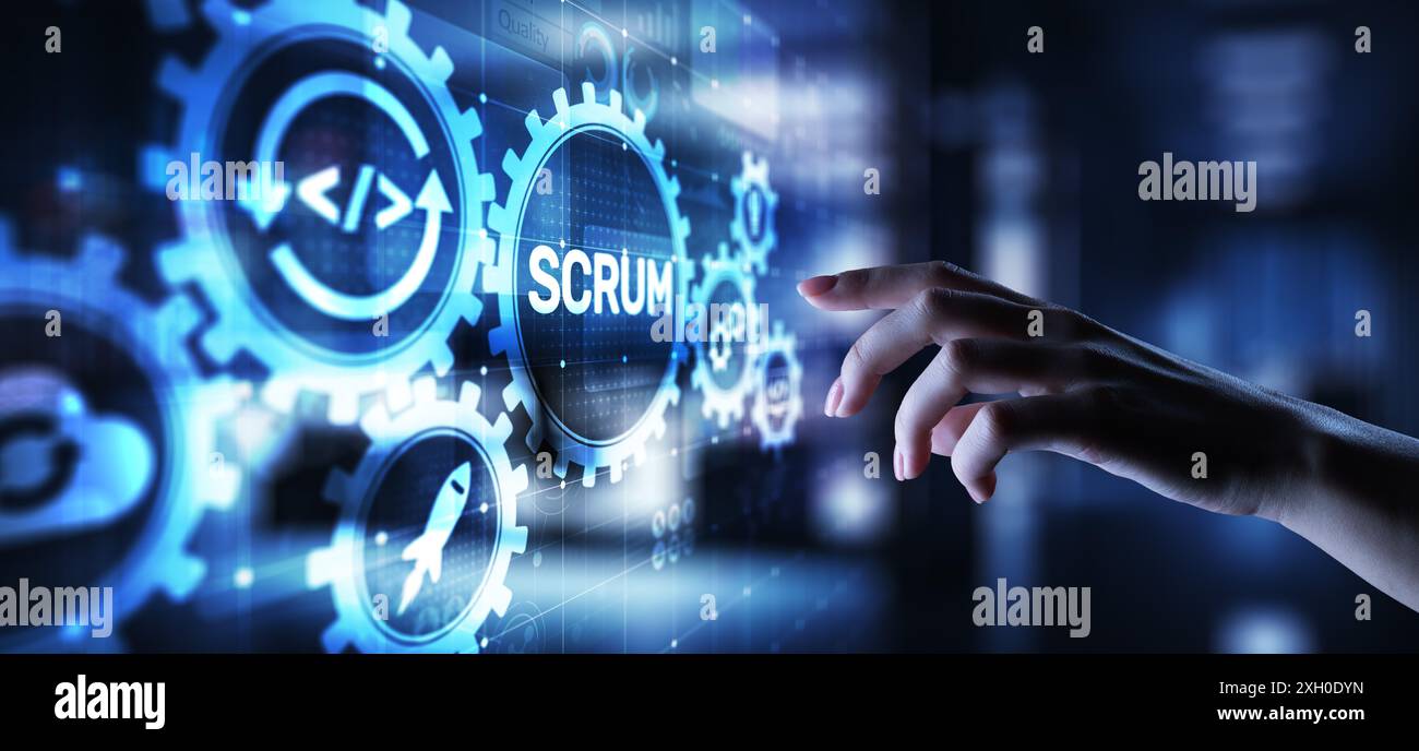 SCRUM, Agile development methodology, programming and application design technology concept on ...