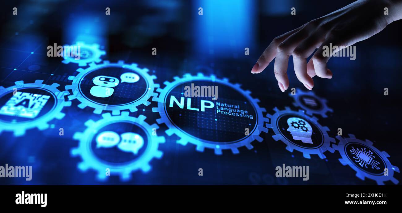 NLP natural language processing cognitive computing technology concept on virtual screen Stock ...