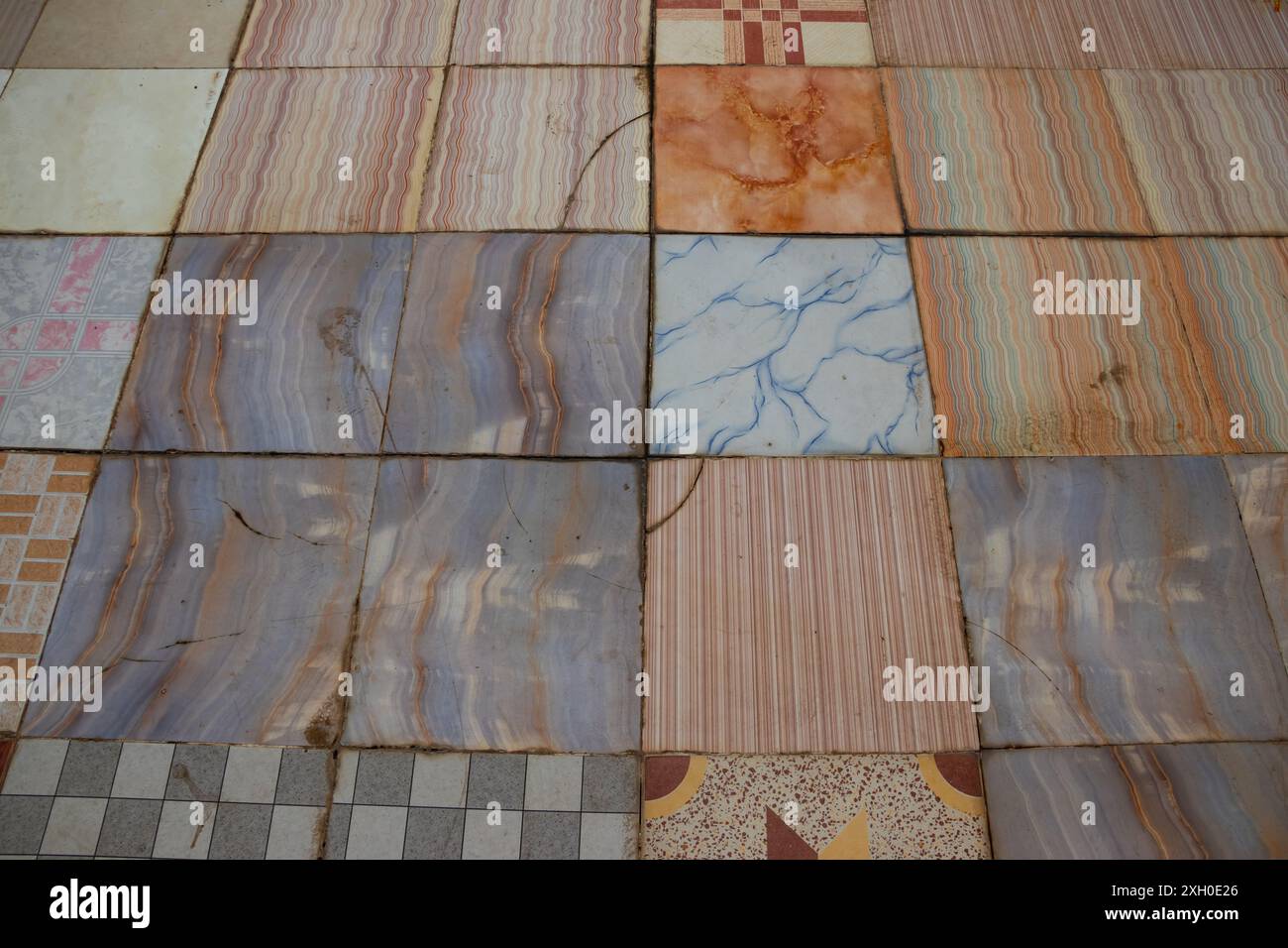 Floor Covered with Ceramic Tiles in Various Designs, Patterns, and Rich ...