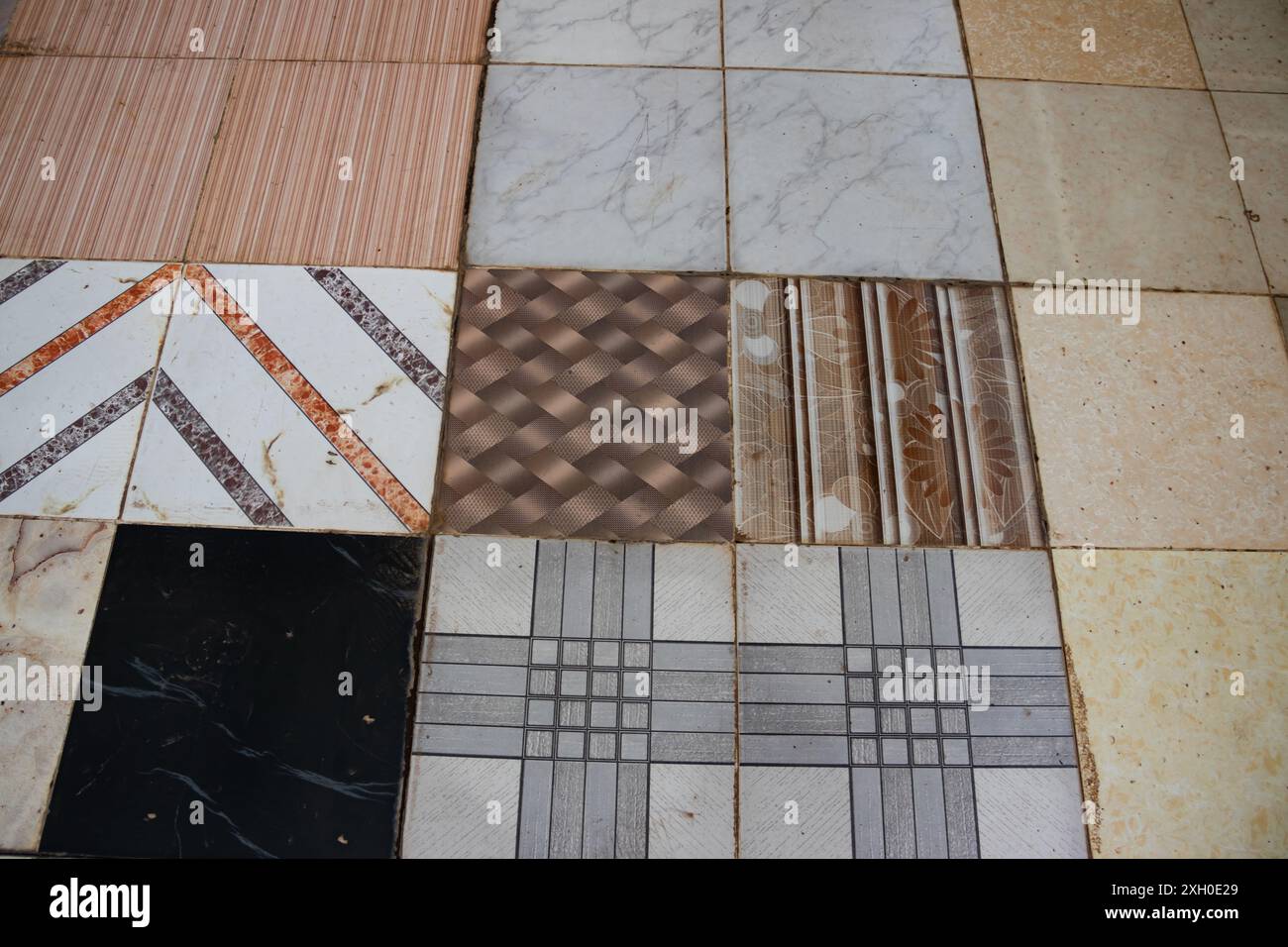 Floor Covered with Ceramic Tiles in Various Designs, Patterns, and Rich ...