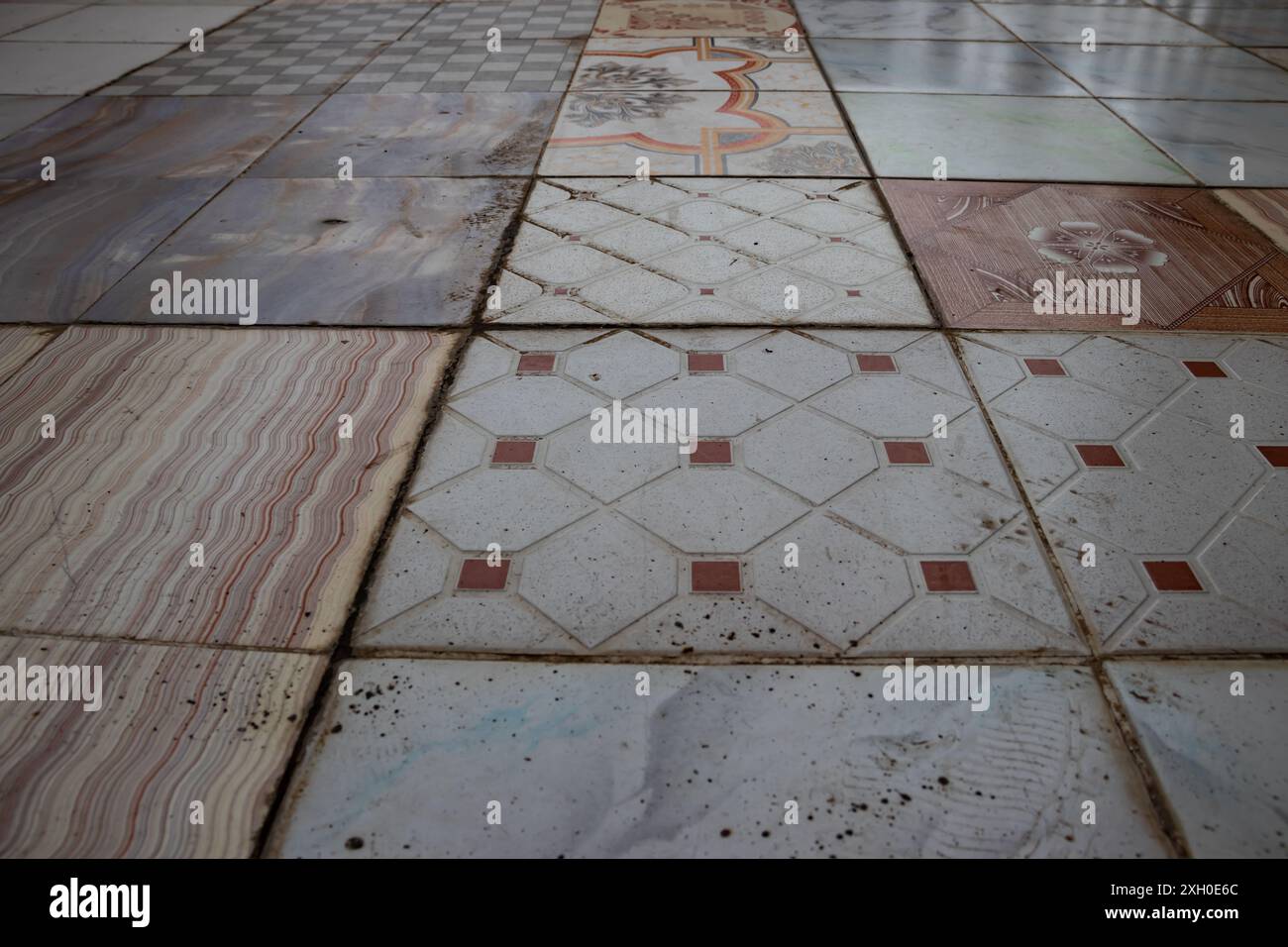 Floor Covered with Ceramic Tiles in Various Designs, Patterns, and Rich ...