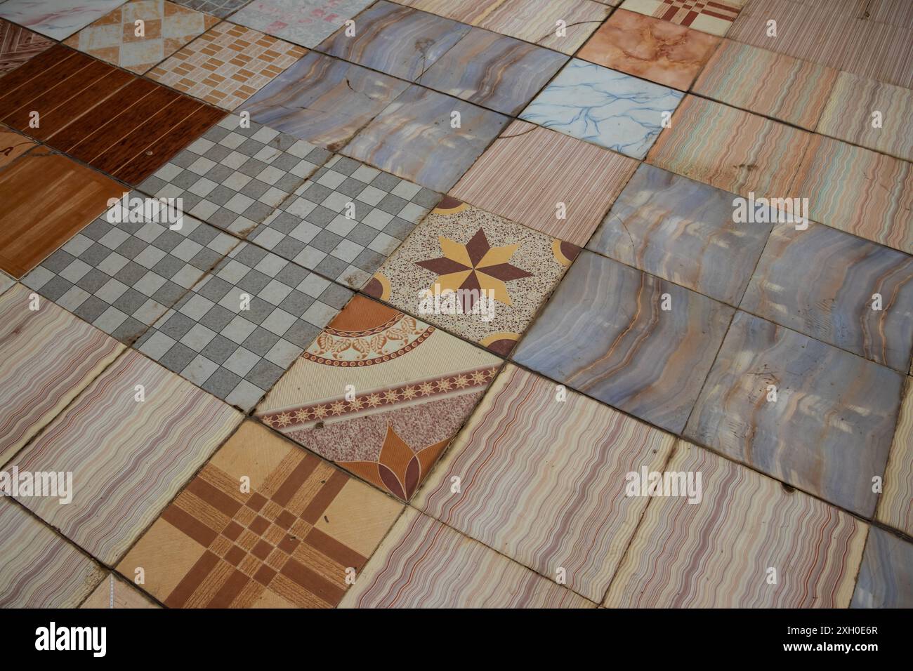 Floor Covered with Ceramic Tiles in Various Designs, Patterns, and Rich ...