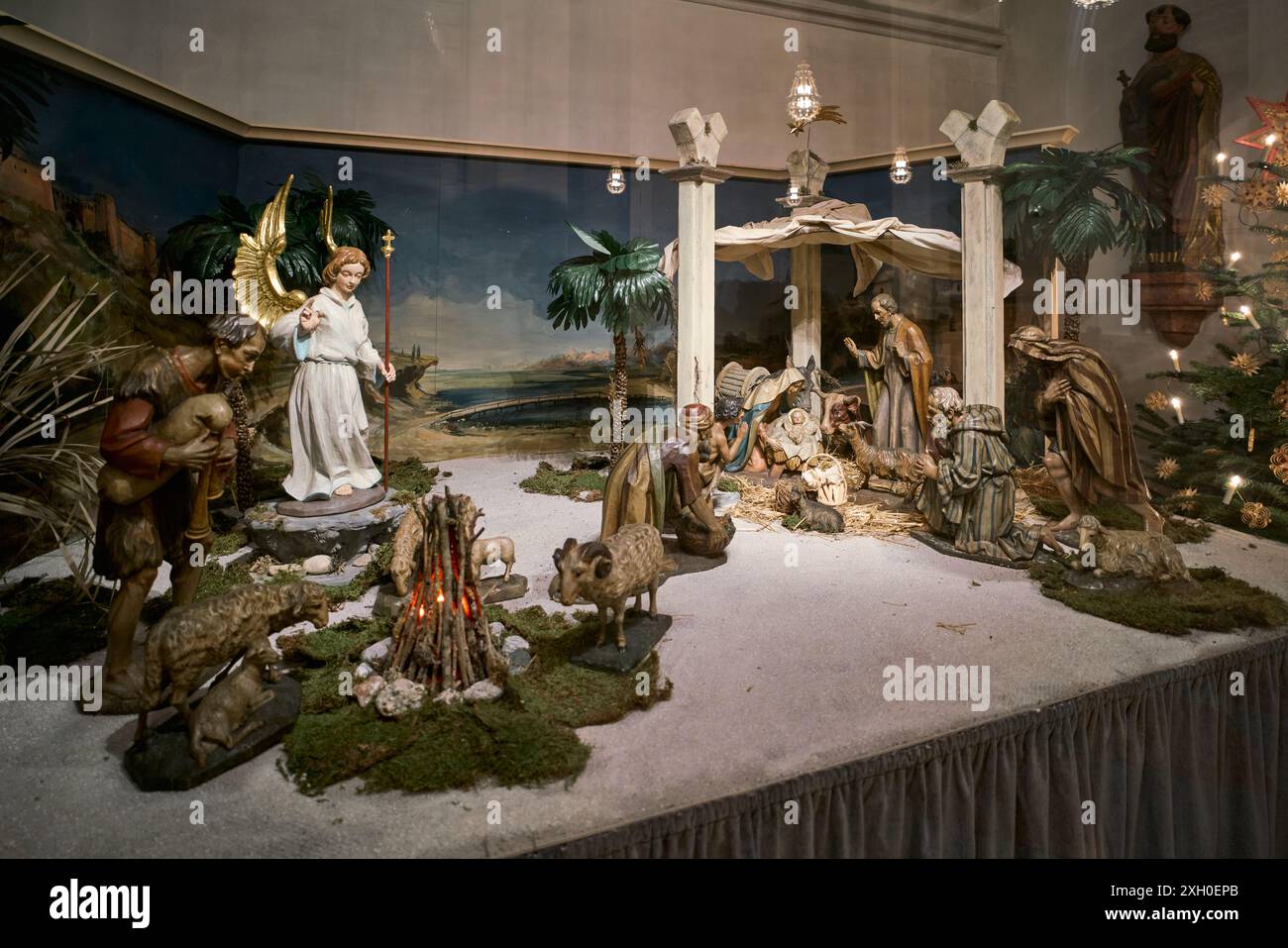 Nativity scene at Frauenkirche, gothic styled 15th century Munich ...