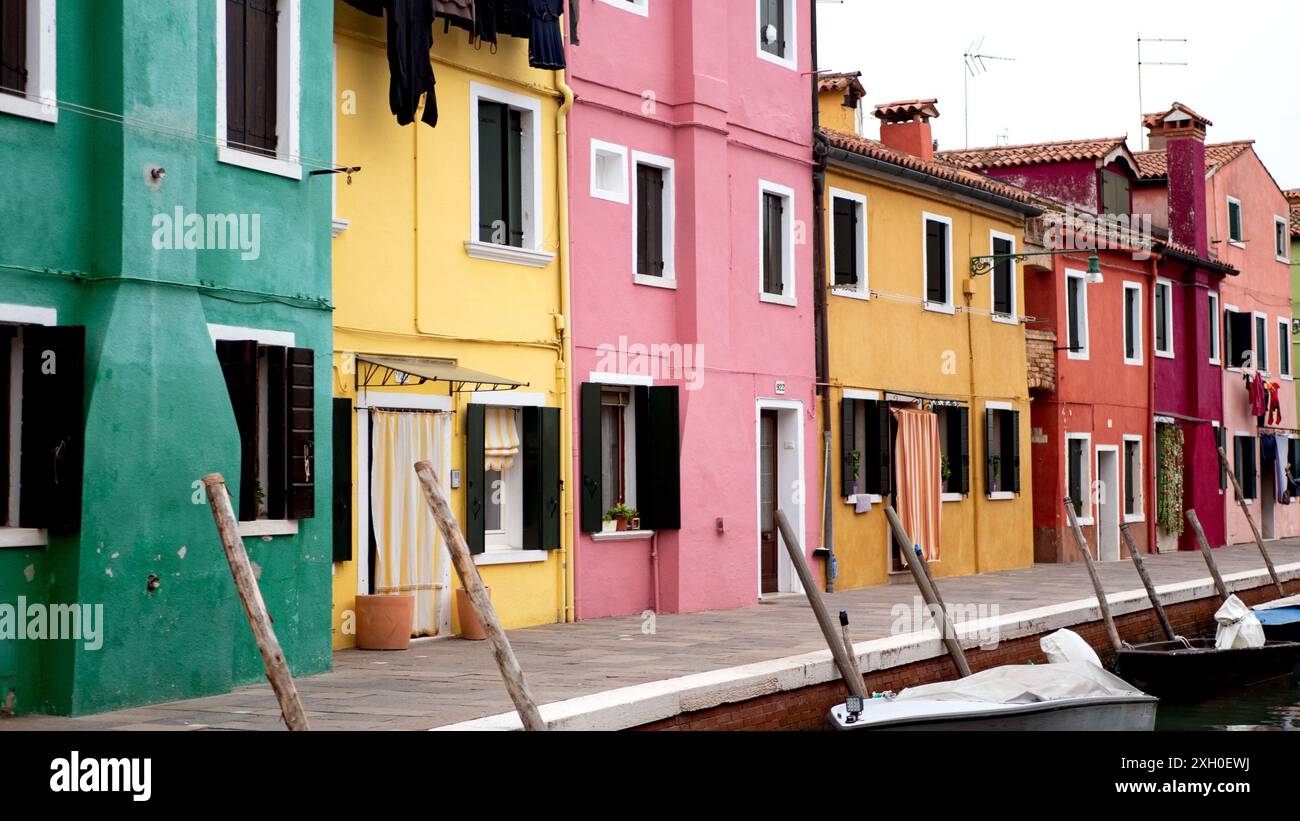 Colorful island called Burano, next to Venice, Italy. Lovely painted ...
