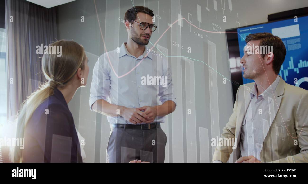 Image Of Statistical Data Processing Over Diverse Colleagues Discussing