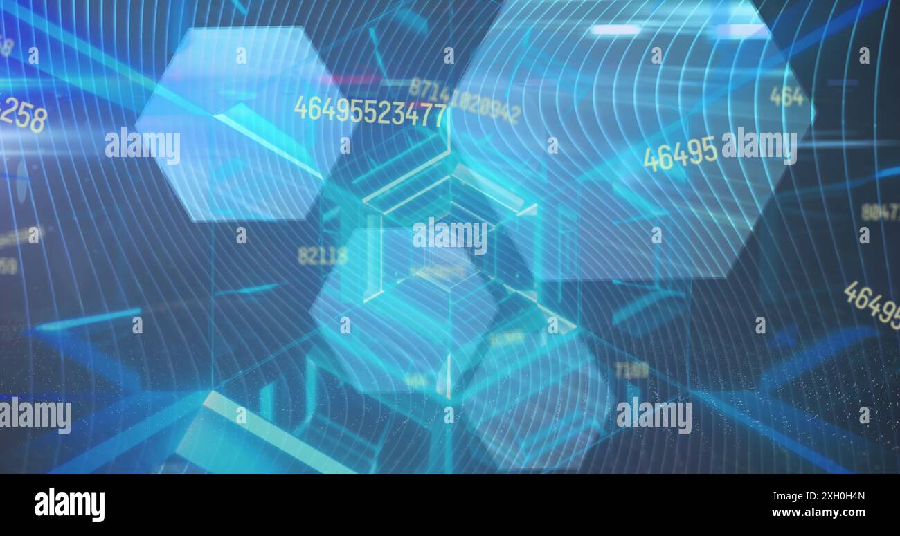 Image of scientific data processing and chemical formulas over ...