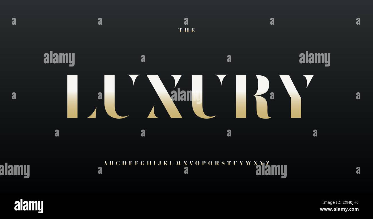 Luxury stylish alphabet, elegant minimalist serif letters, golden font ...