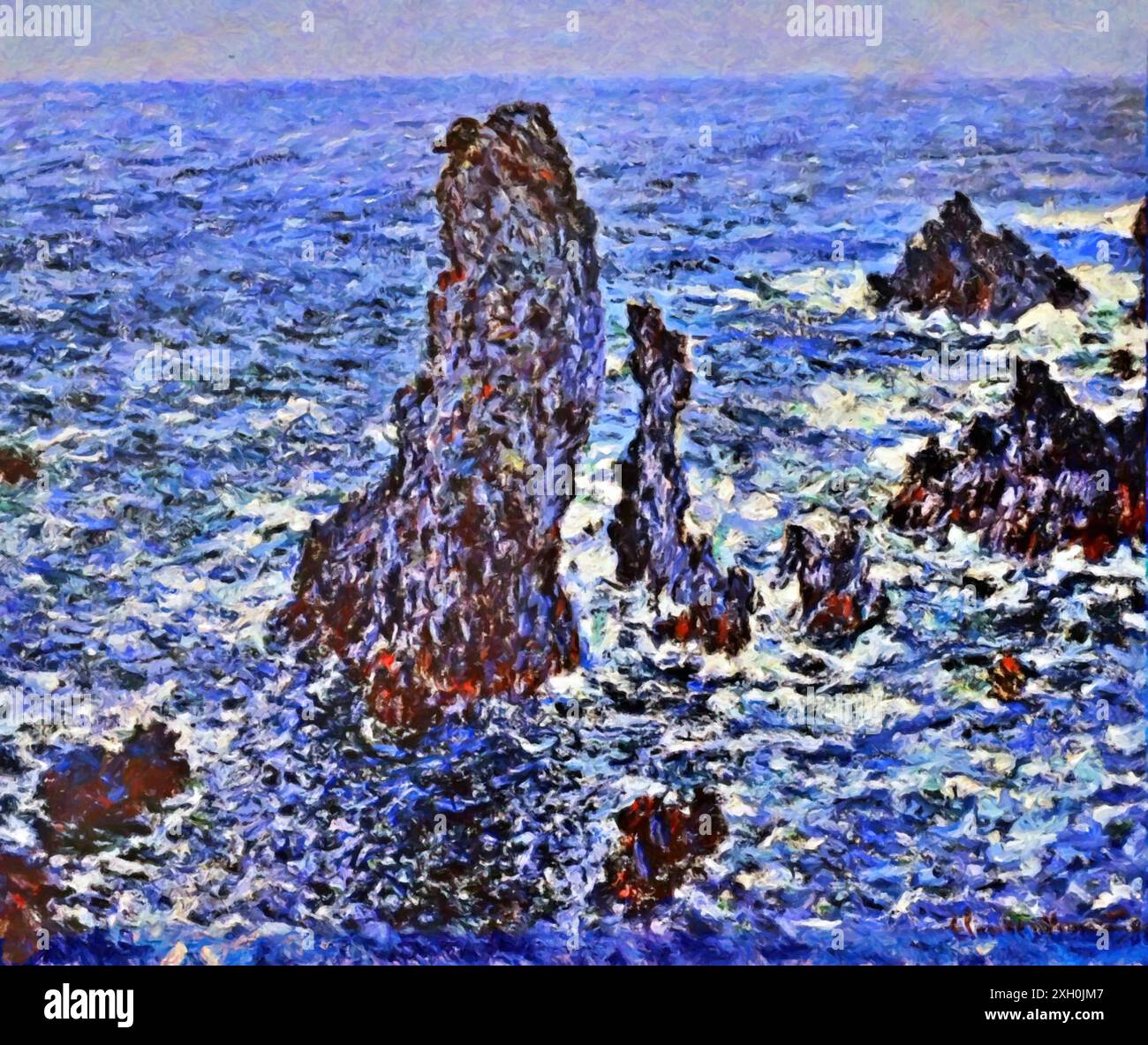 Pyramids at Port-Coton, rough sea, 1886 (painting) by Artist Monet ...
