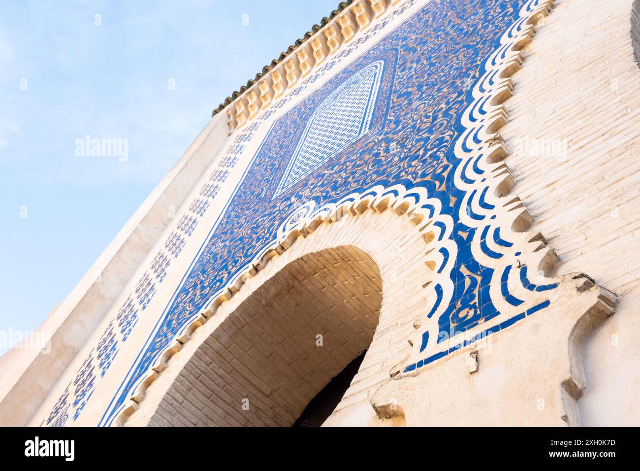 Detail of the Bab Bou Jeloud gate known as the Blue Gate. It is the ...