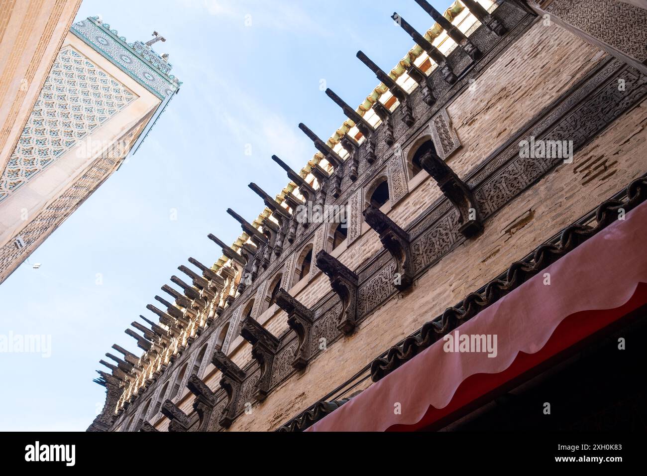 Old water clock or hydraulic clock inside the medina of Fez. On the ...