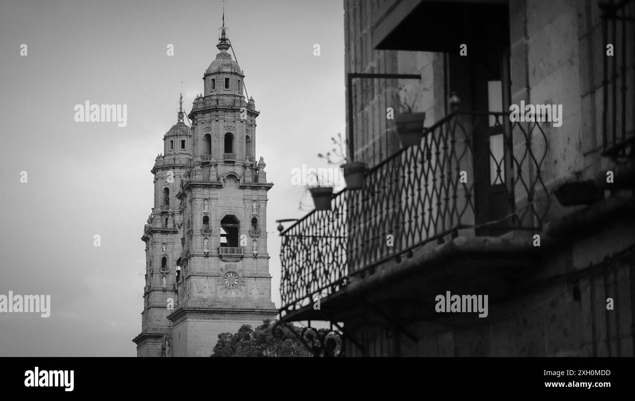 A grayscale shot of the bell towers of the Metropolitan Cathedral of ...