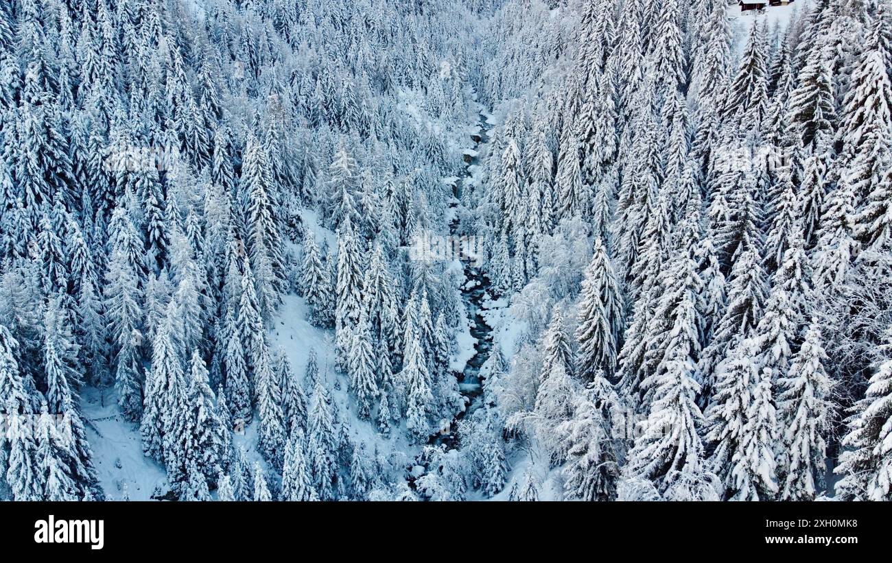 Aerial snowy forests river winter hi-res stock photography and images ...