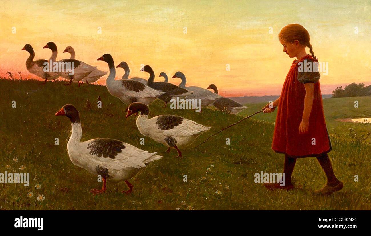 Poul Steffensen - The Goose Girl - 1906 Stock Photo - Alamy