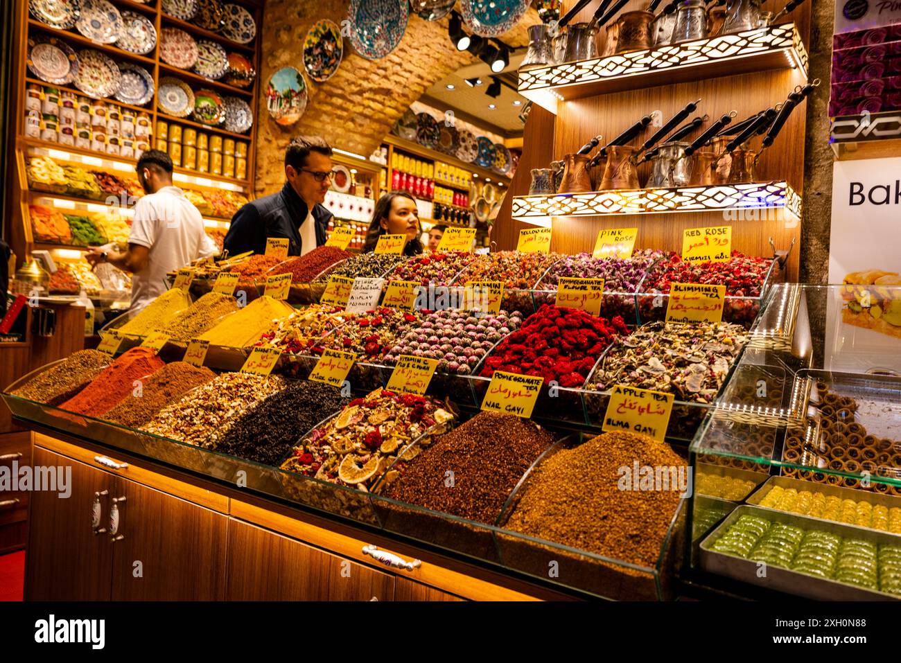 Spice Bazaar, one of the largest bazaars in the city, located in the Eminönü quarter of the ...