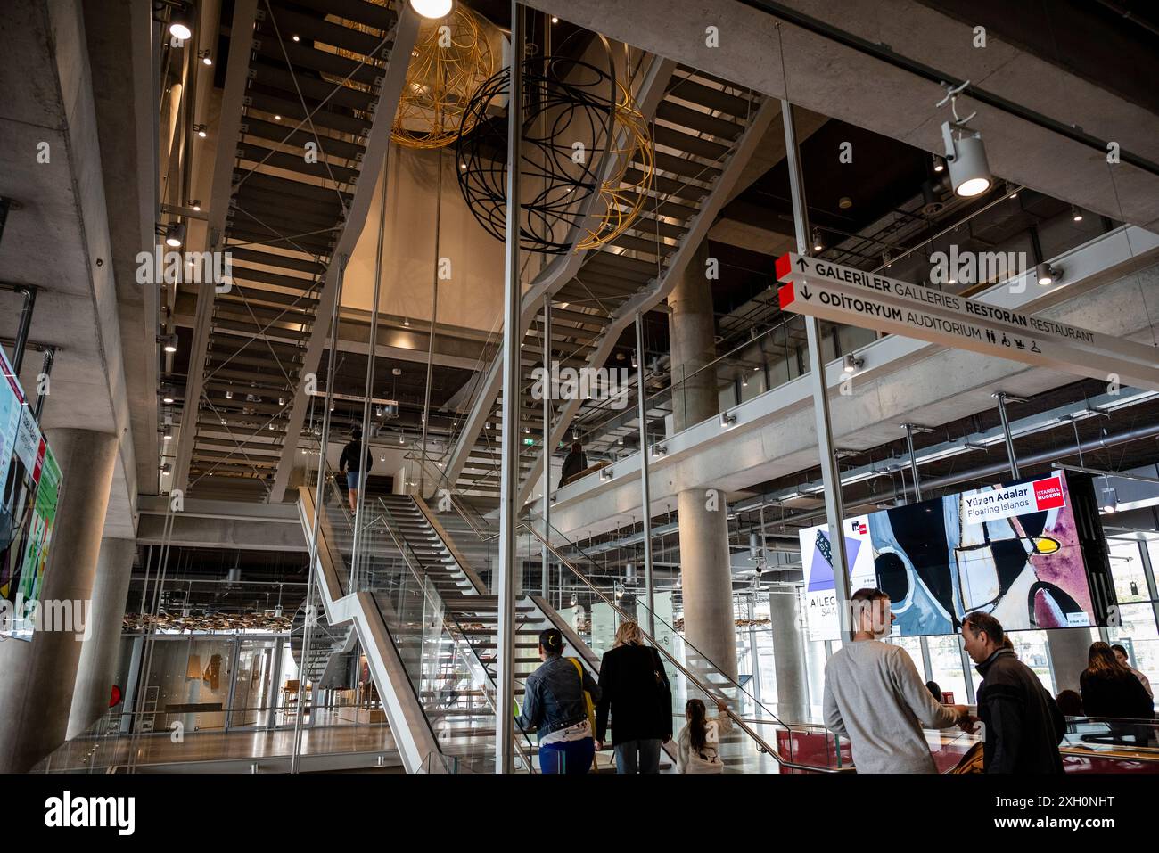 Interior lobby and stairs at the Istanbul Modern or Istanbul Museum of ...