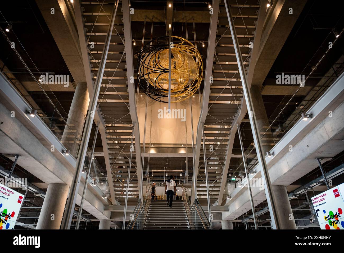 Interior lobby and stairs at the Istanbul Modern or Istanbul Museum of ...