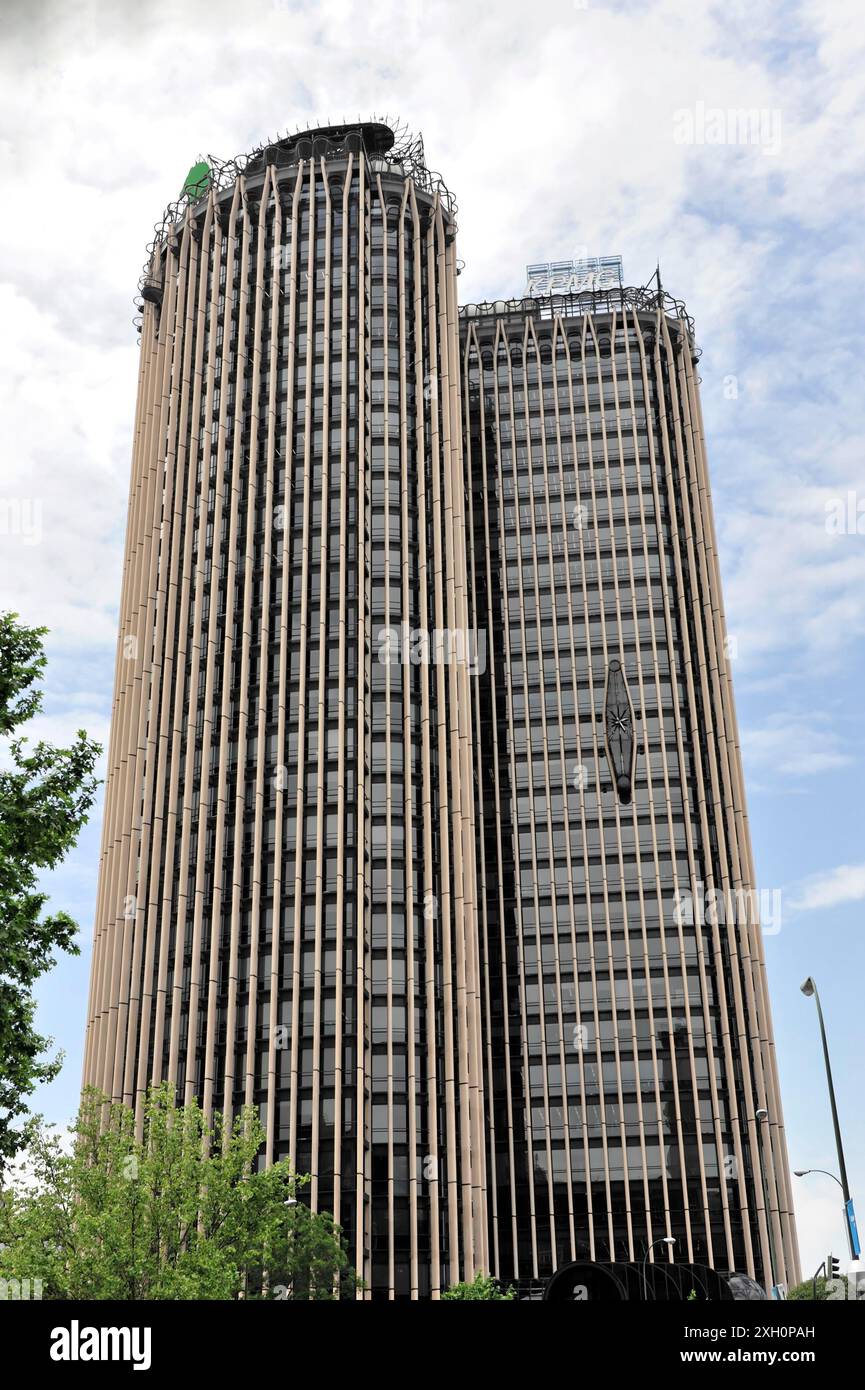 KPMG Building, Madrid, Spain, Europe, Two tall, modern buildings with ...