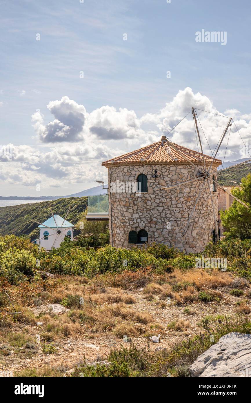 Typical greek style windmill hi-res stock photography and images - Alamy