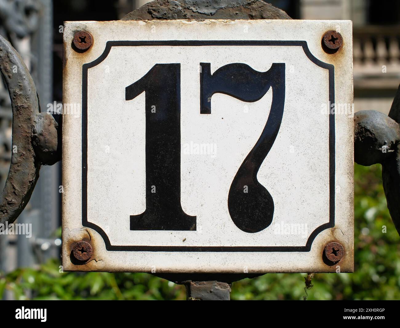 Vintage, house number plate, number 17, digit, anniversary, birthday ...