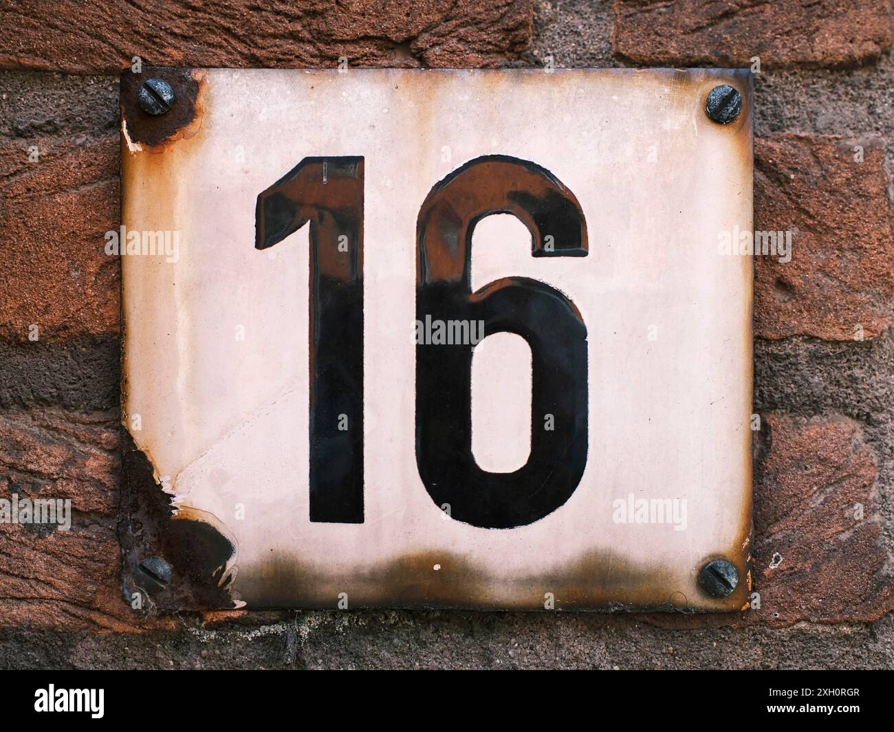 Vintage, house number sign, number 16, digit, anniversary, birthday ...