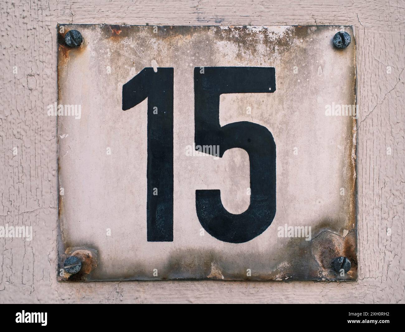 Vintage, house number plate, number 15, digit, anniversary, birthday ...