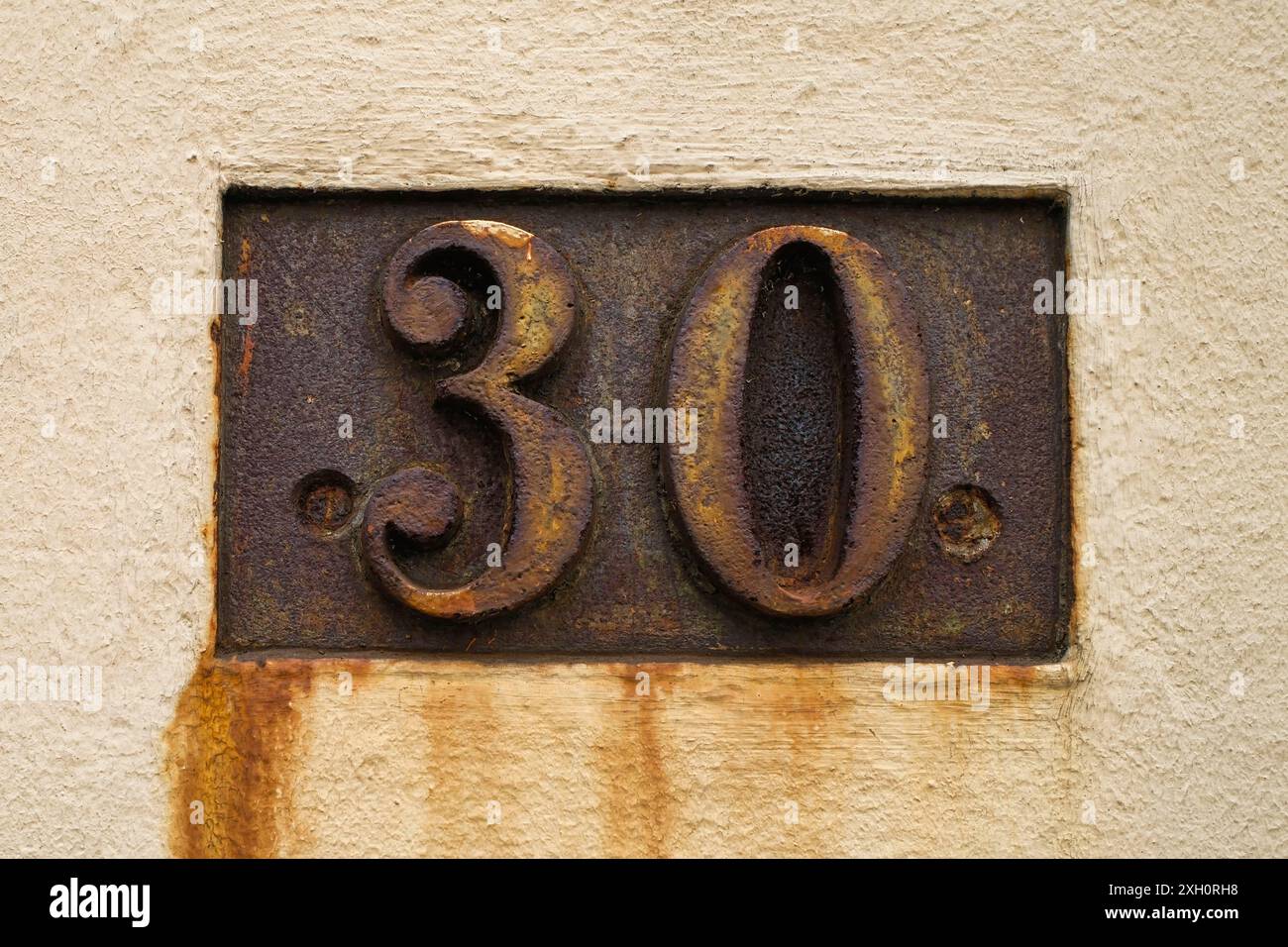 Vintage, house number sign, number 30, digit, anniversary, birthday ...