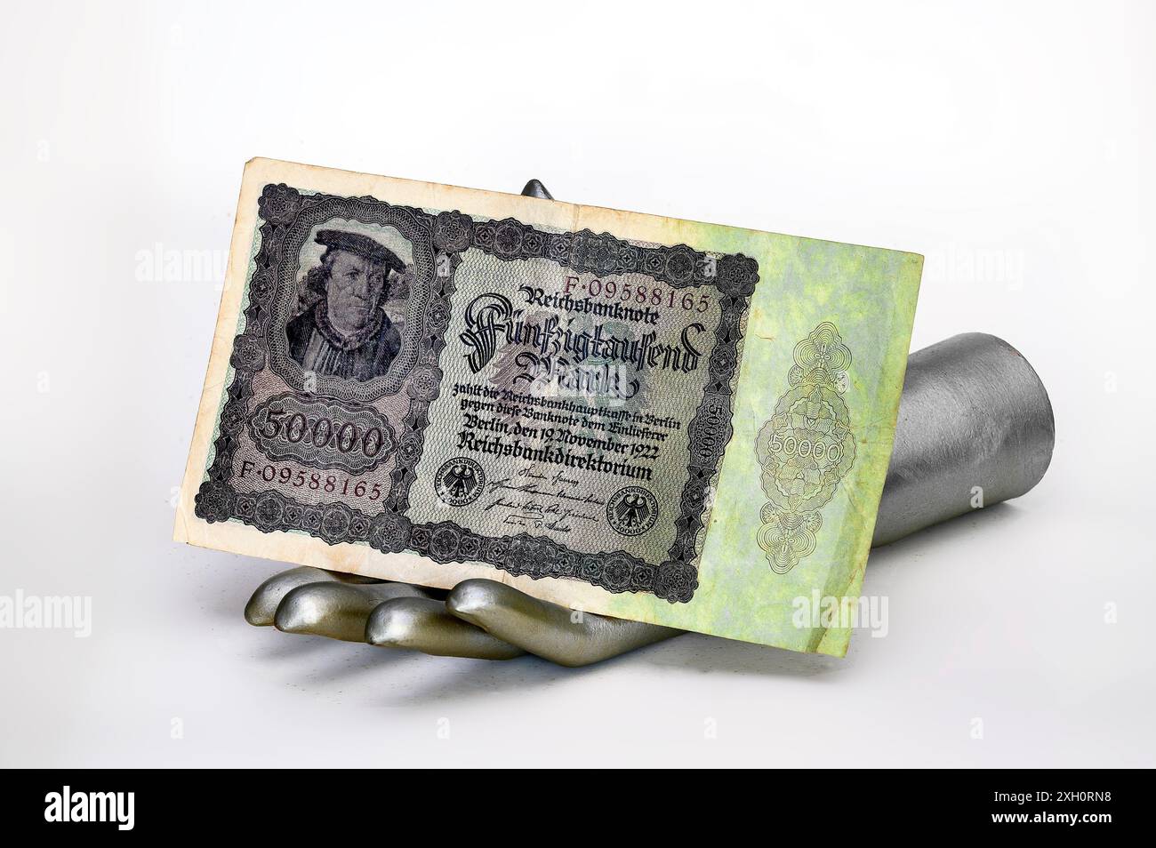 Reichsbank note from November 1922, fifty thousand marks on silver hand ...
