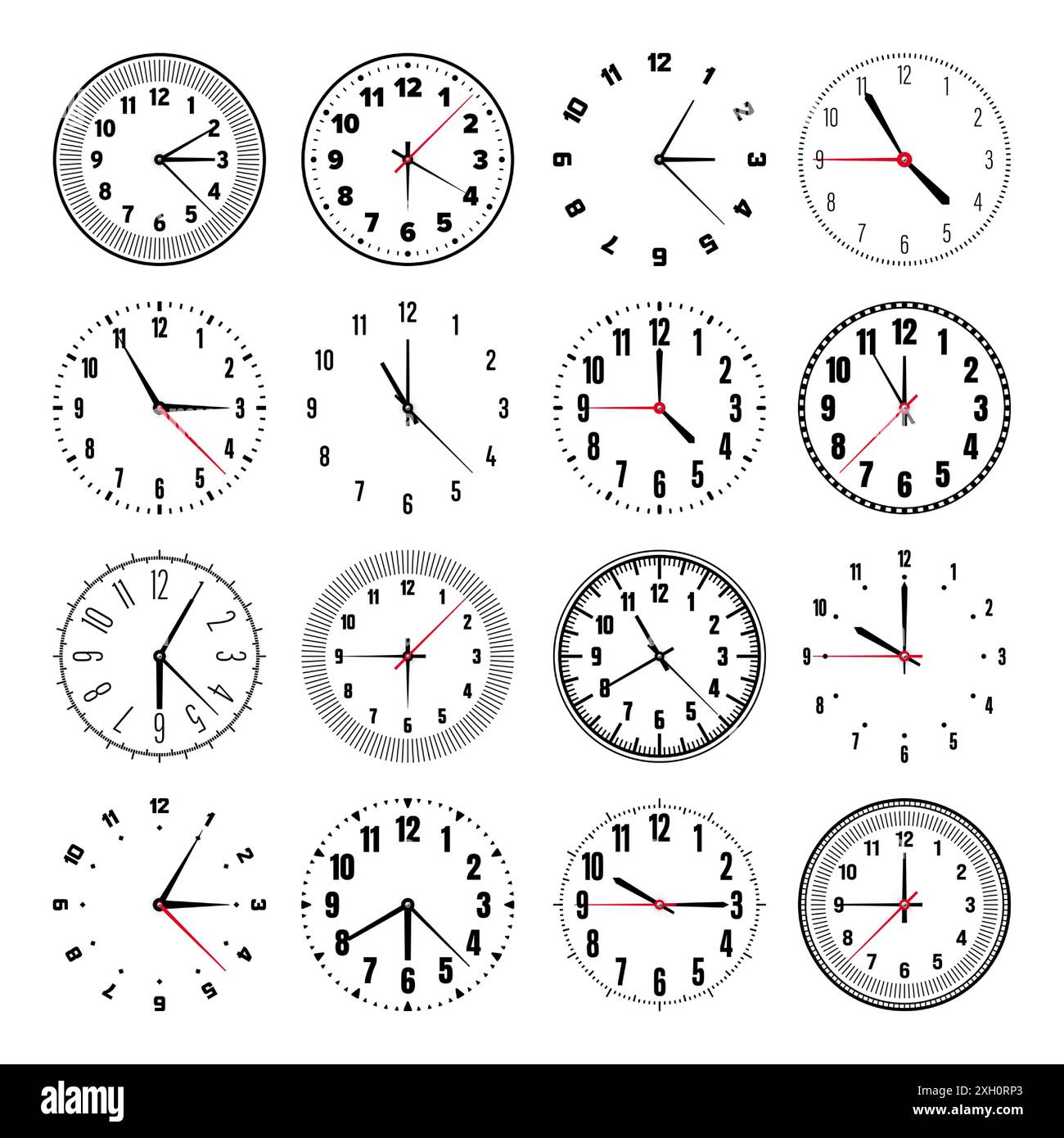 Mechanical clock faces with hands, bezel. Watch dial with minute, hour ...