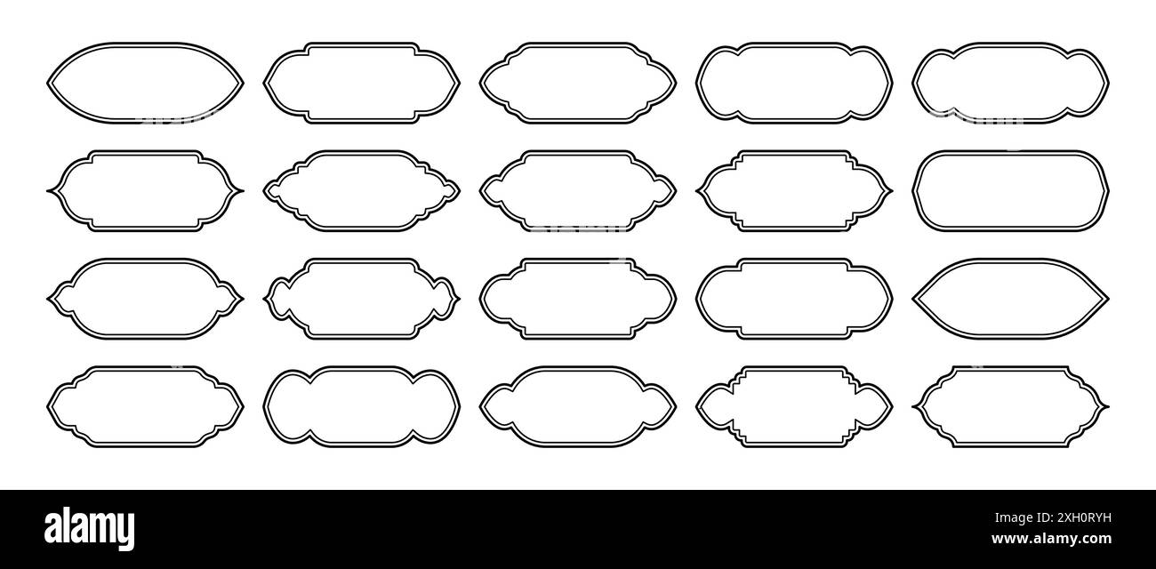 Islamic frames, oriental style objects. Arabic shapes, windows and ...