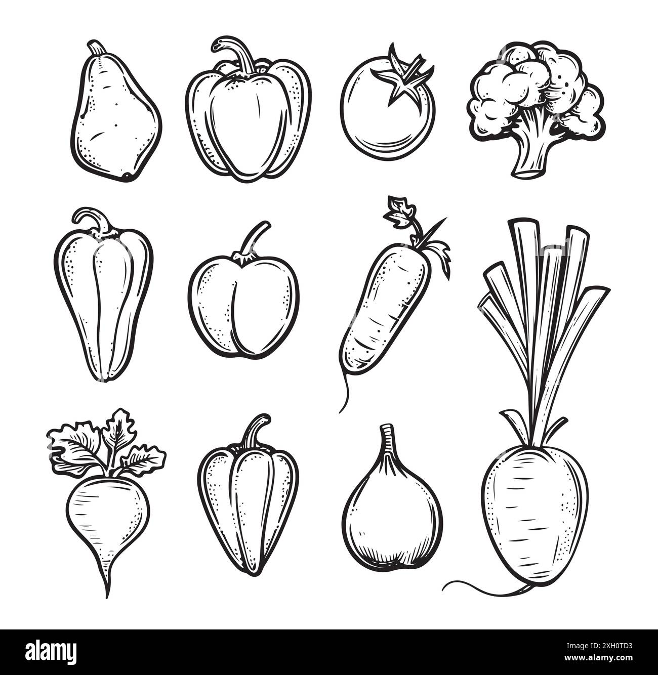 Vegetable and fruits pattern set, doodle Organic doodle food vegetarian ...