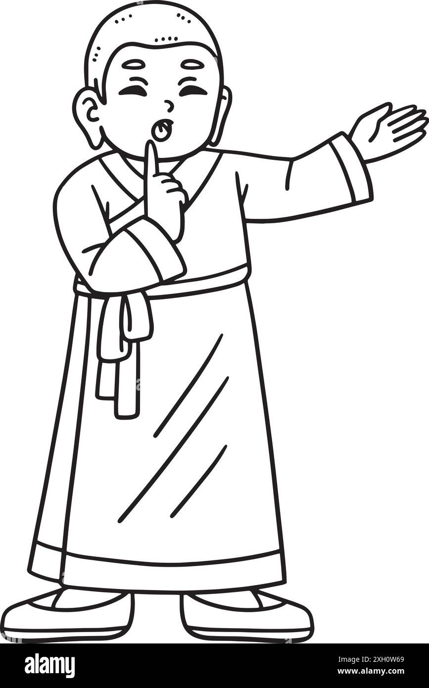 Buddhism Monk doing the Quiet Sign Isolated Stock Vector Image & Art ...