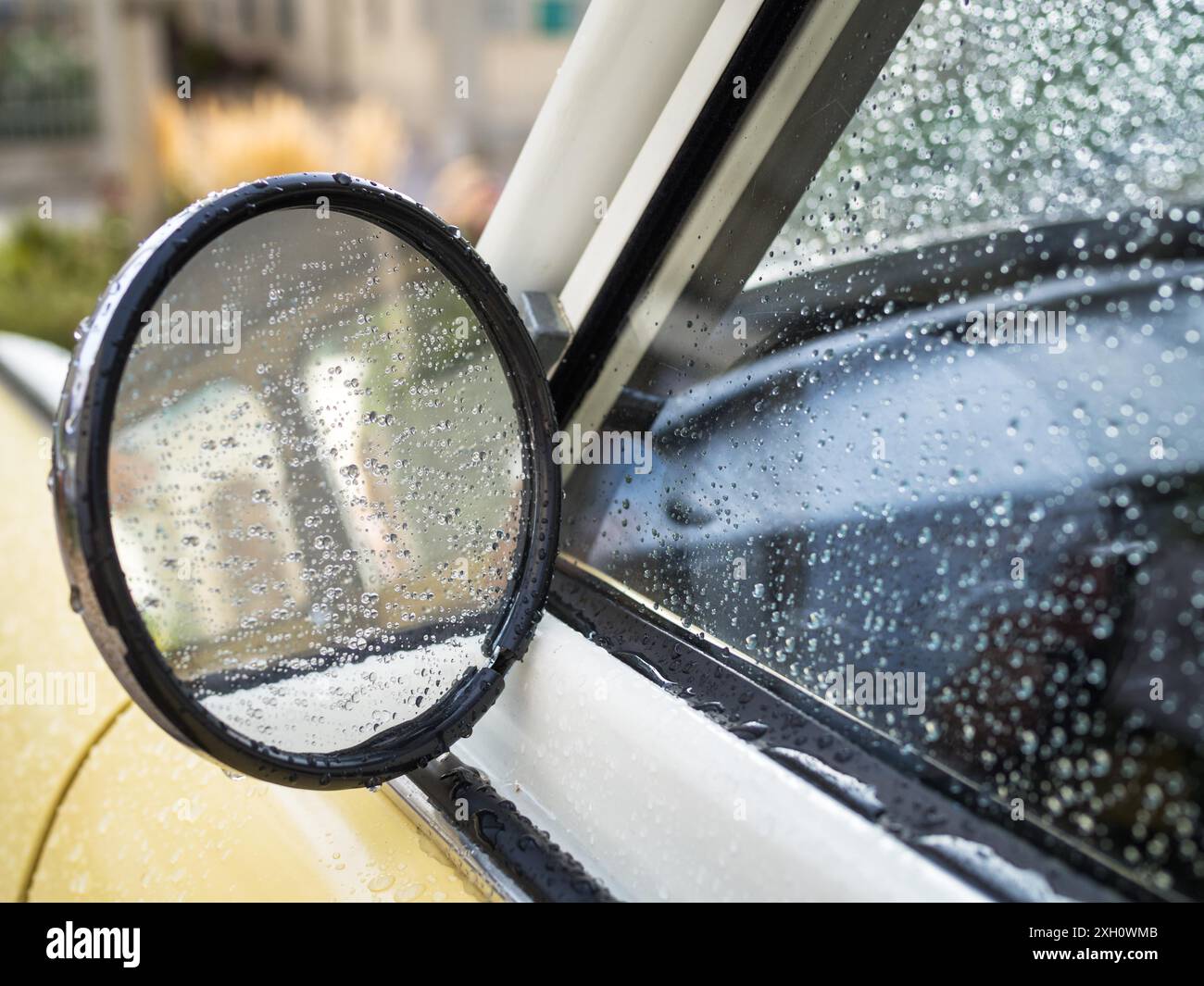 Classic car oldtimmer rear view mirror Stock Photo - Alamy